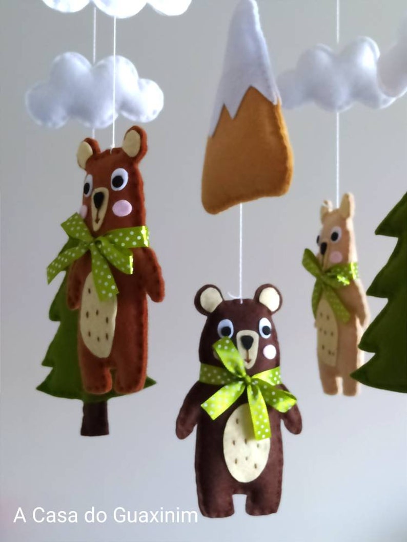 Woodland Baby Mobile - Bear, Pine Tree and Mountain Baby Mobile ...