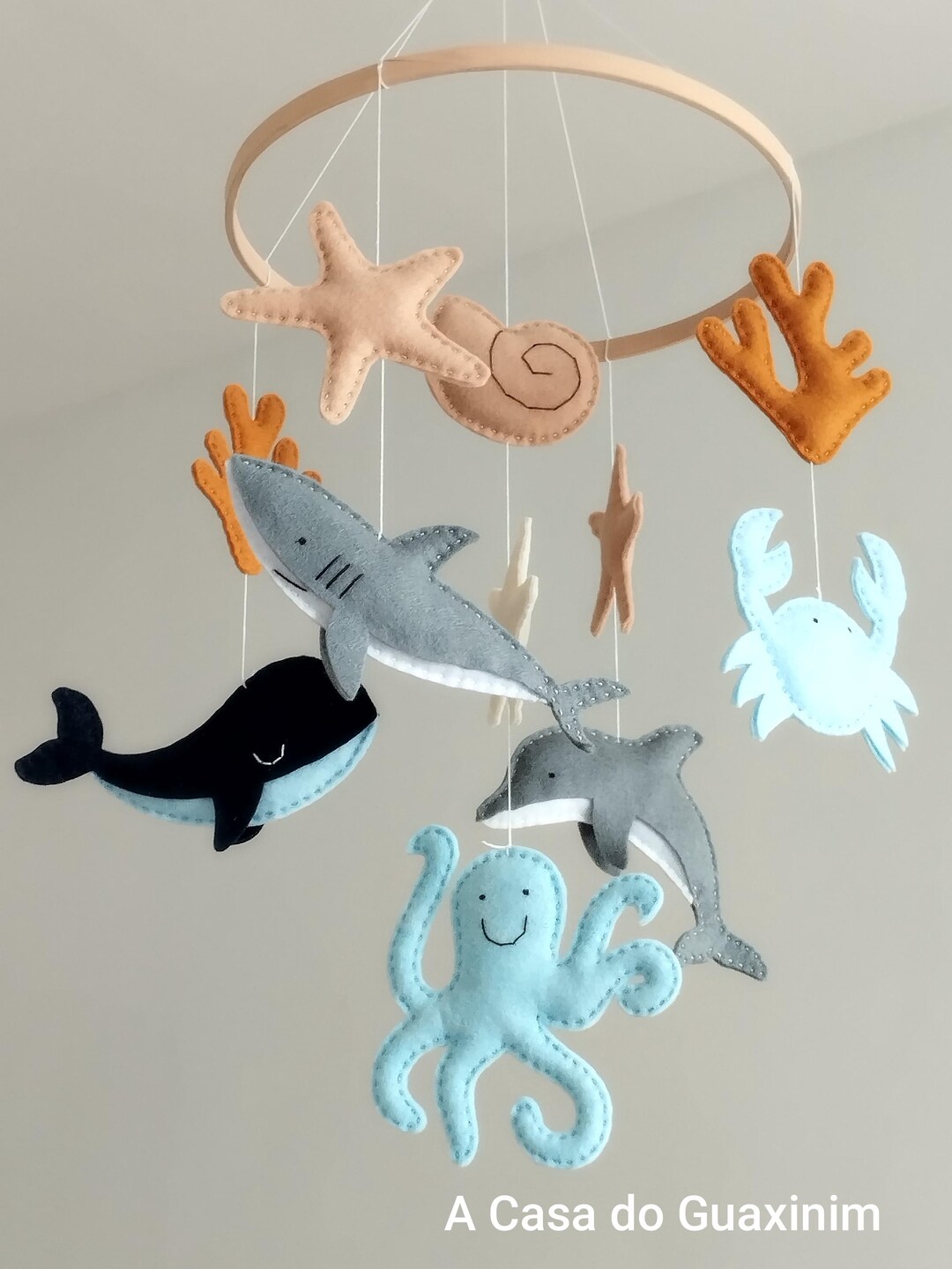 Under the Sea Baby Mobile - Ocean Baby Mobile - Náutico De Madeira Para Bebês Mobile - Crab ...