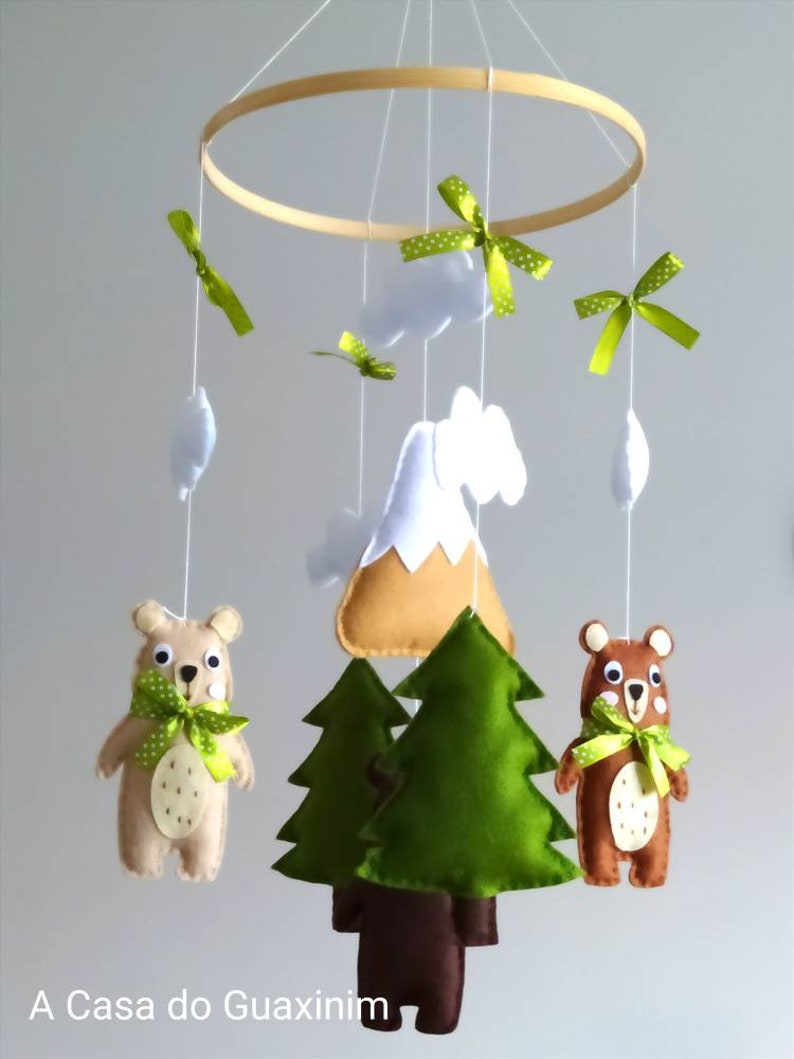 Woodland Baby Mobile - Bear, Pine Tree and Mountain Baby Mobile ...
