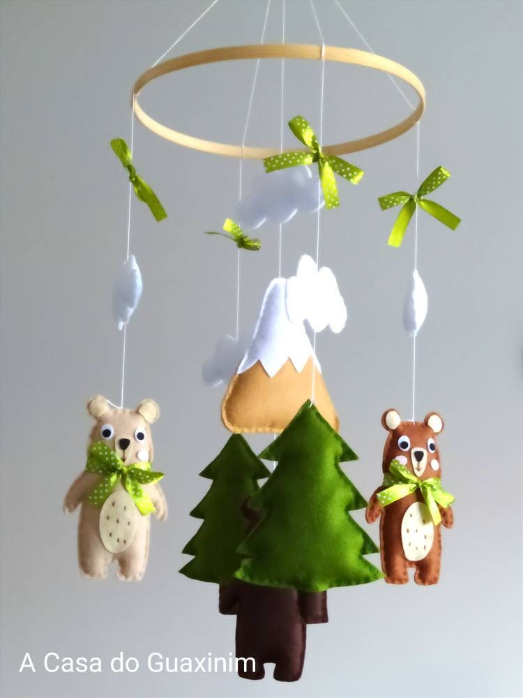 Woodland Baby Mobile - Bear, Pine Tree and Mountain Baby Mobile ...