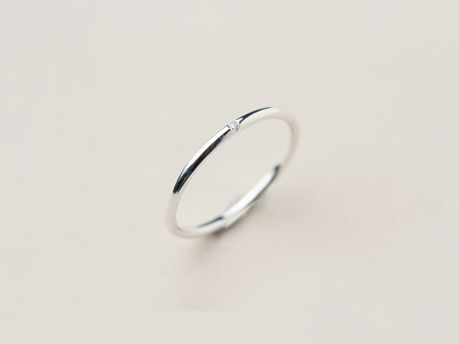 Delicate Diamond Ring in Silver Engagement Ring Stacking | Etsy