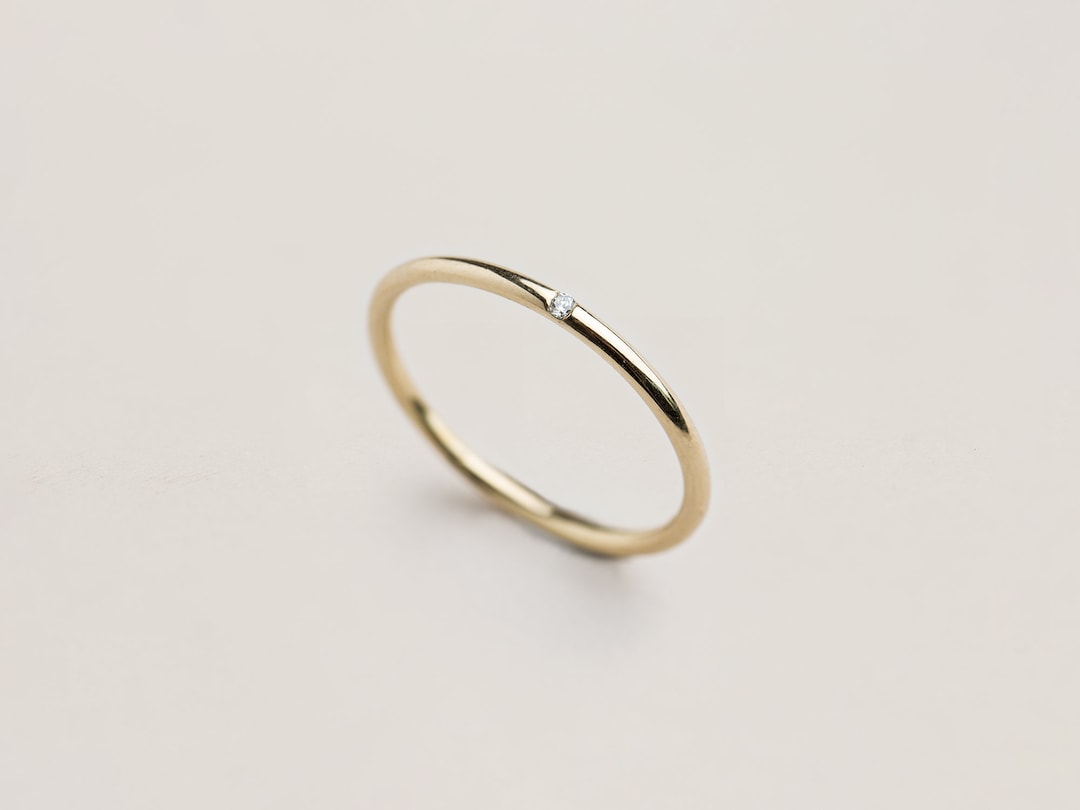 Delicate Diamond Ring in Gold, Engagement Ring, Stacking Ring With ...
