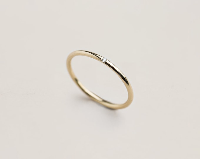 Delicate Diamond Ring in Gold Engagement Ring Stacking Ring - Etsy