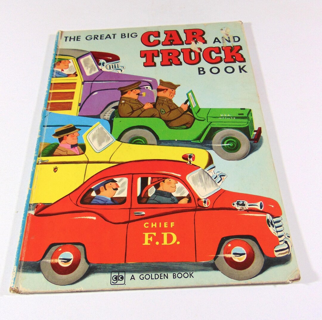 The Great Big Car and Truck Book, Vintage Big Golden Book, Illustrated ...