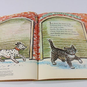 Sam the Firehouse Cat, Vintage 1960s Little Golden Children's Book ...