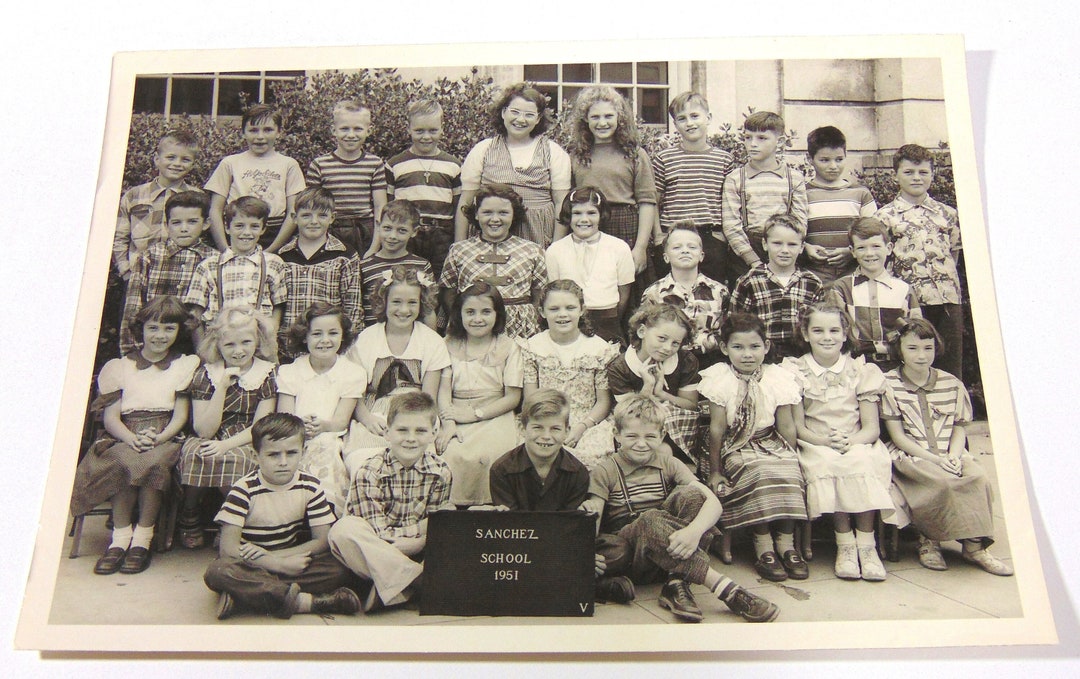 Vintage 1950s Elementary School Class Photo, Sanchez Elementary School, San Francisco ...