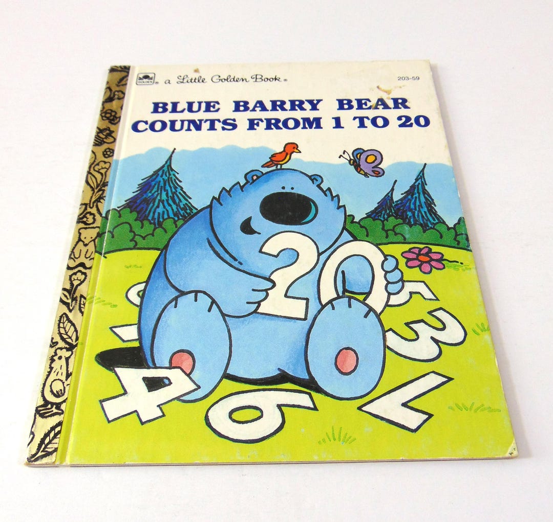 Blue Barry Bear Counts From 1 to 20, Vintage Little Golden Book ...