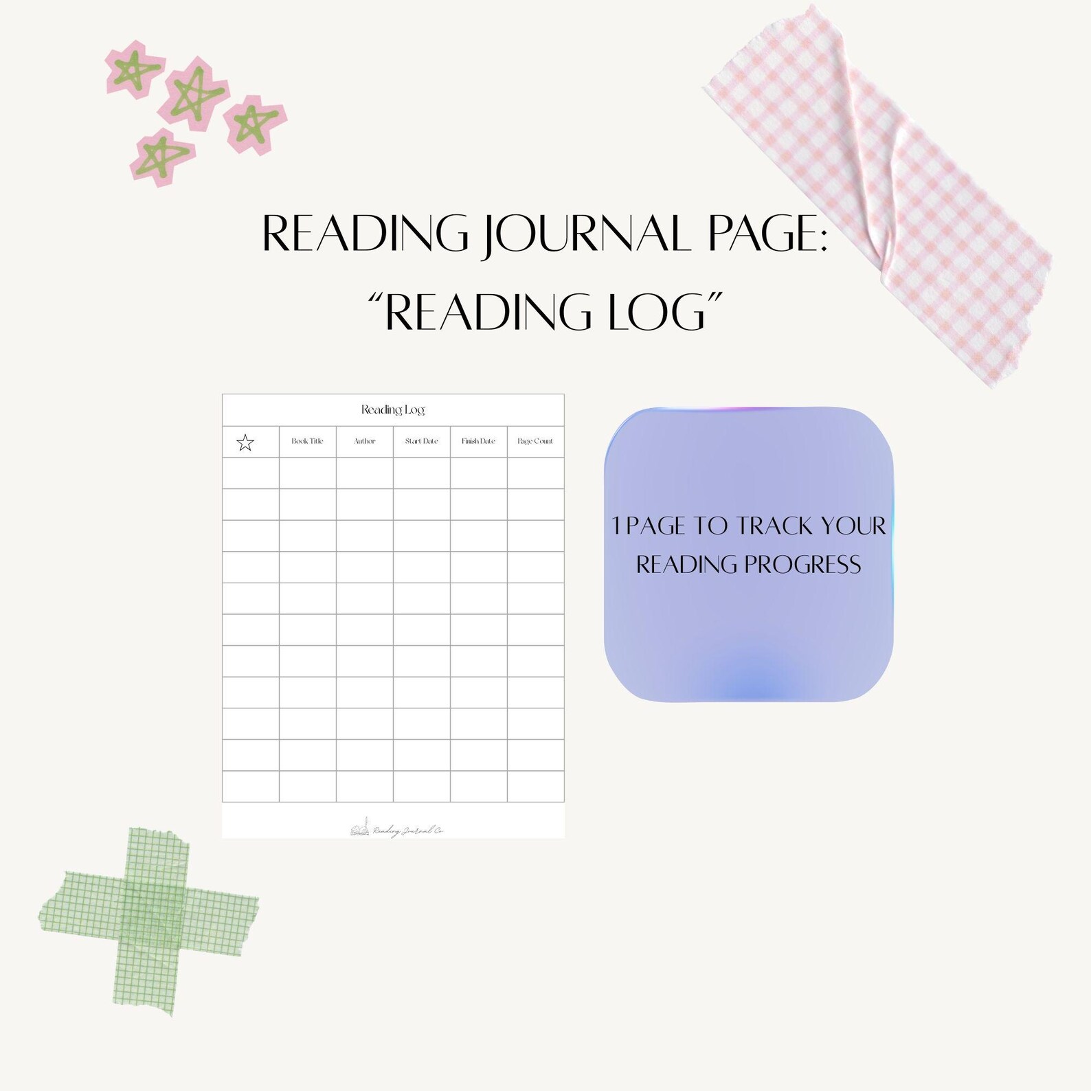 Reading Log Printable Journal Page - Etsy