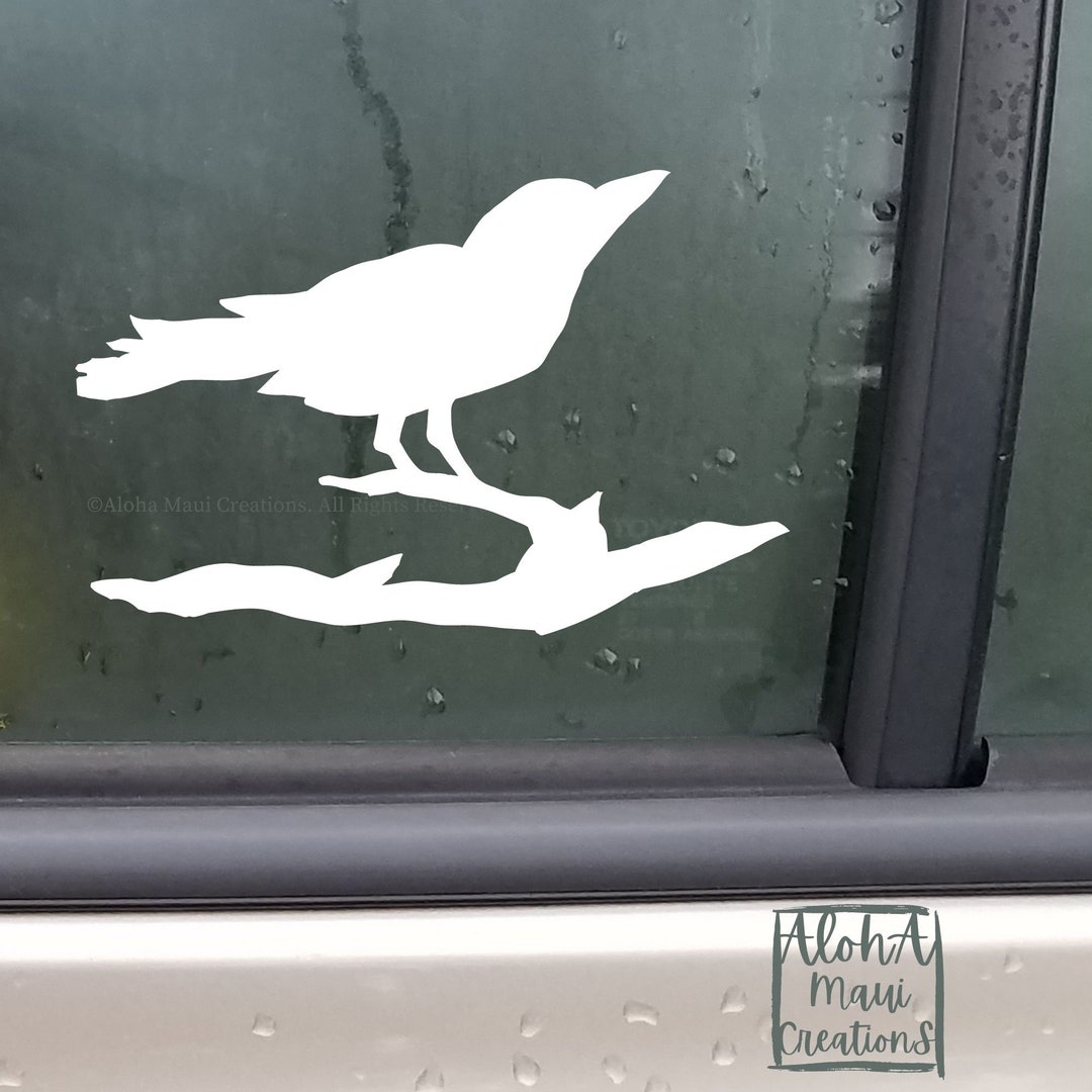 Crow on a Branch Decal, Car Window Decor, Bird Theme Sticker - Etsy