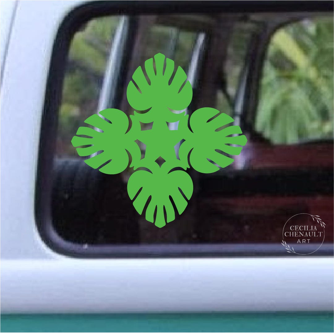 Monstera Hawaiian Quilt Decal Item #671, Car Window Decal, Quilt Decals ...