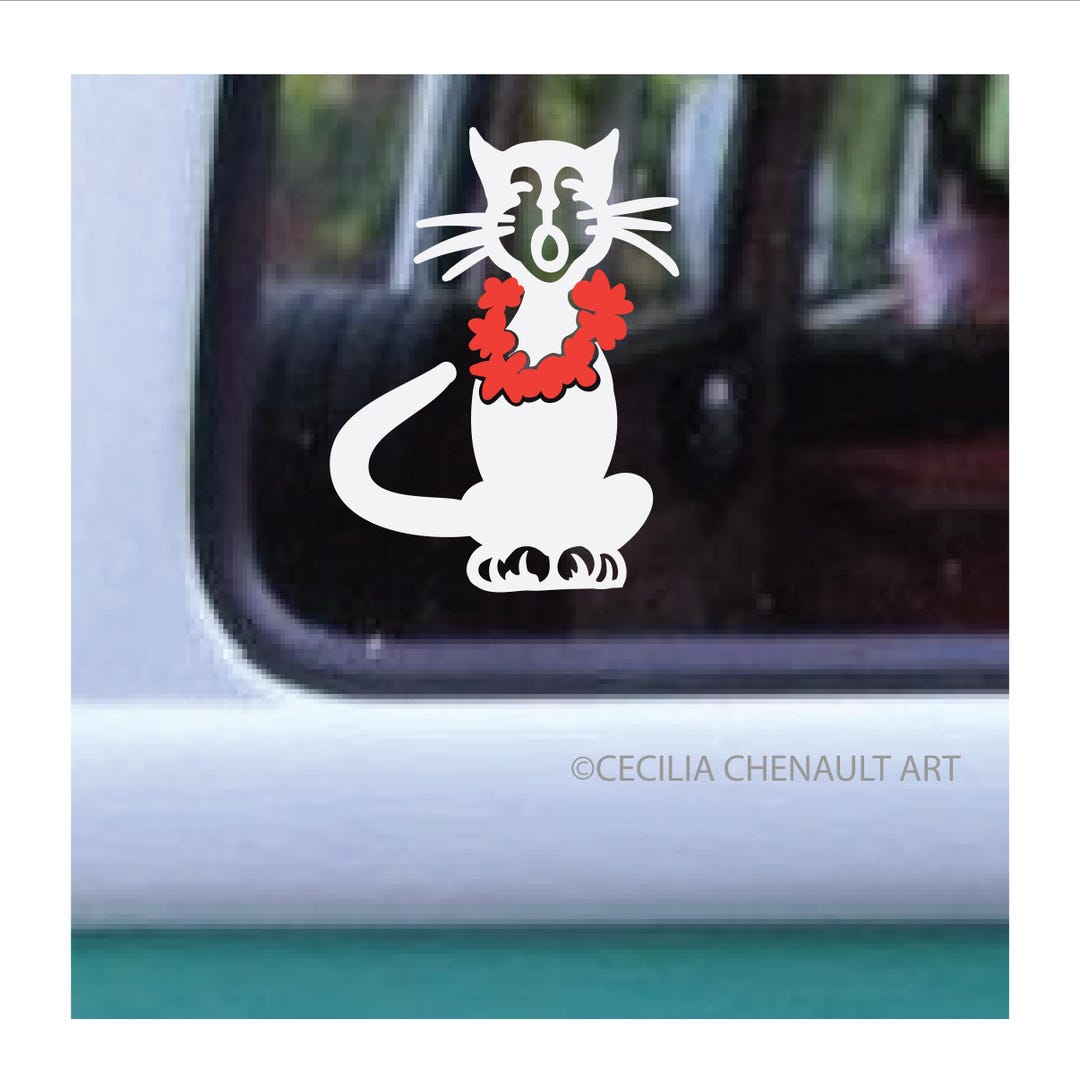 Cat Lei Decal 412, Car Window Decal, Cat Decals, Cat Stickers, Feline ...