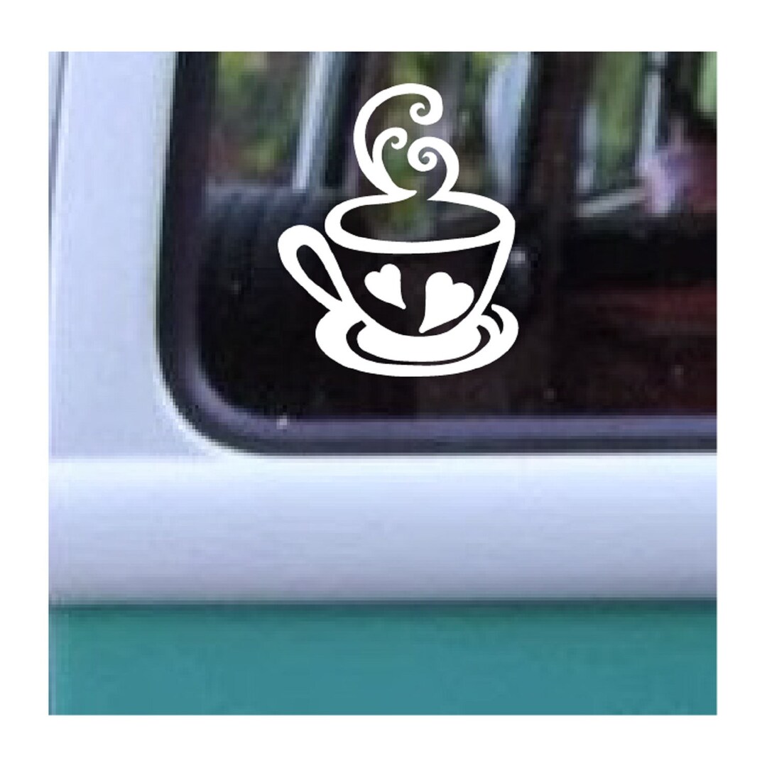 Coffee Hearts Decal, Car Window Decal, Coffee Decals, Wall Decals ...