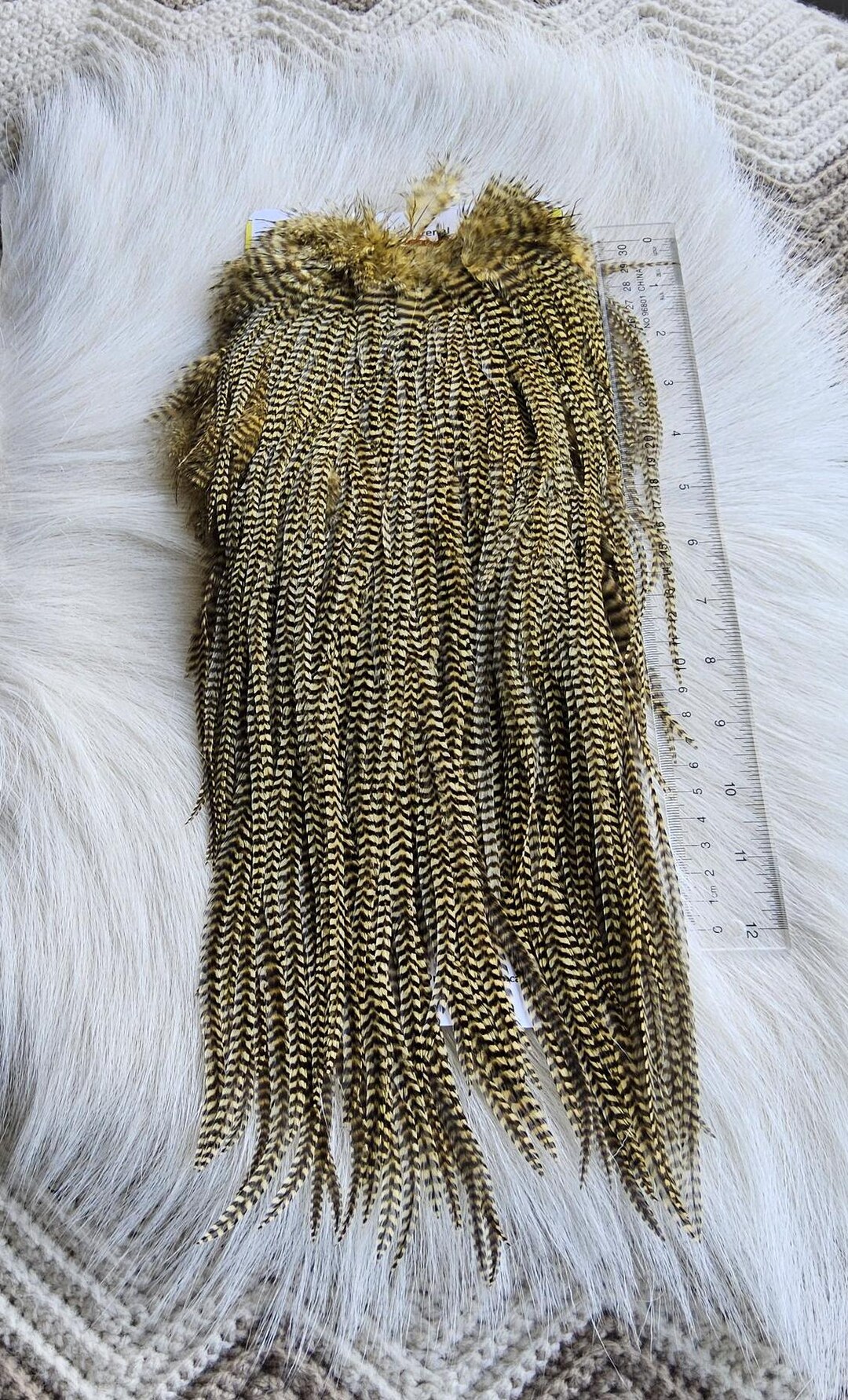 Fly Tying Feather. SLS Rooster Full Saddle,, Color, Grizzly/dyed Lt ...