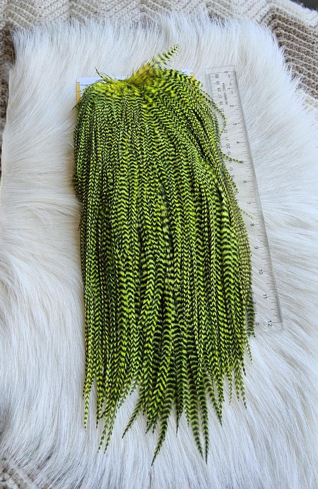 Fly Tying Feather. SLS; Rooster Full Saddle,, Color, Grizzly/dyed ...