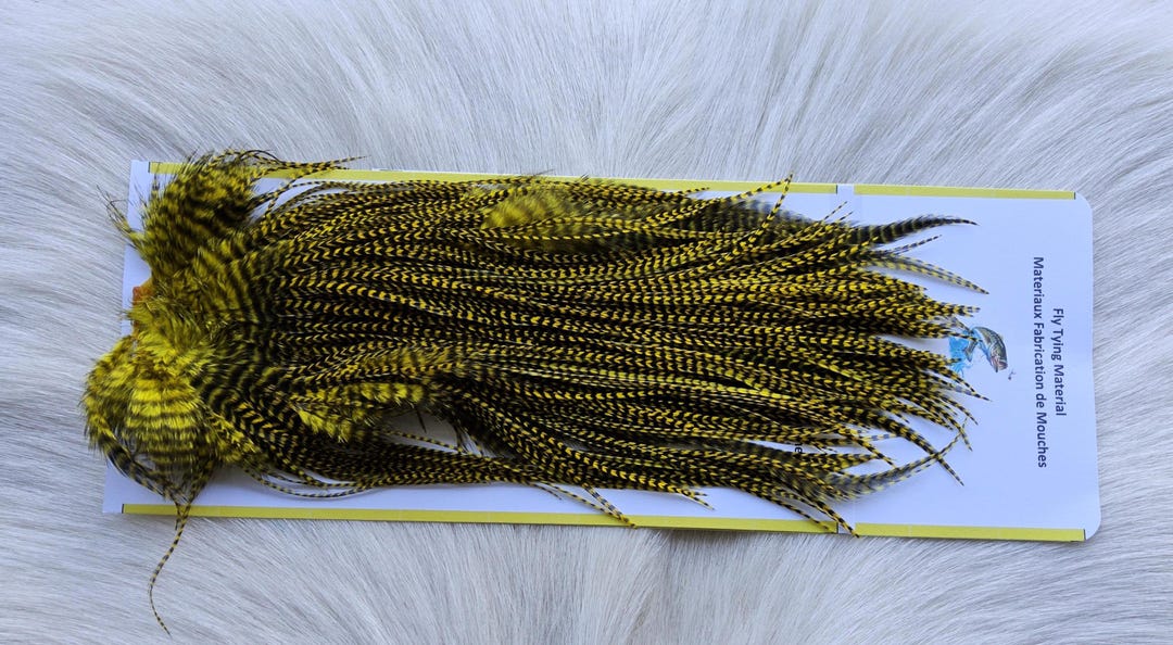 Fly Tying Feather. SLS; Rooster Saddle,, Color, Grizzly/dyed Bright ...