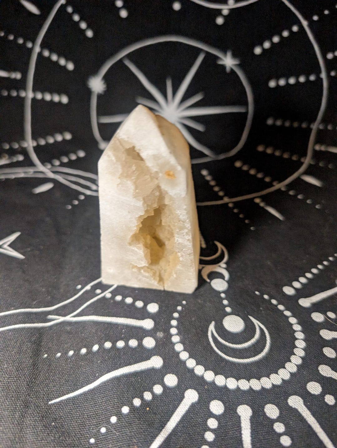 White Geode Agate Drusy Open Tower. - Etsy