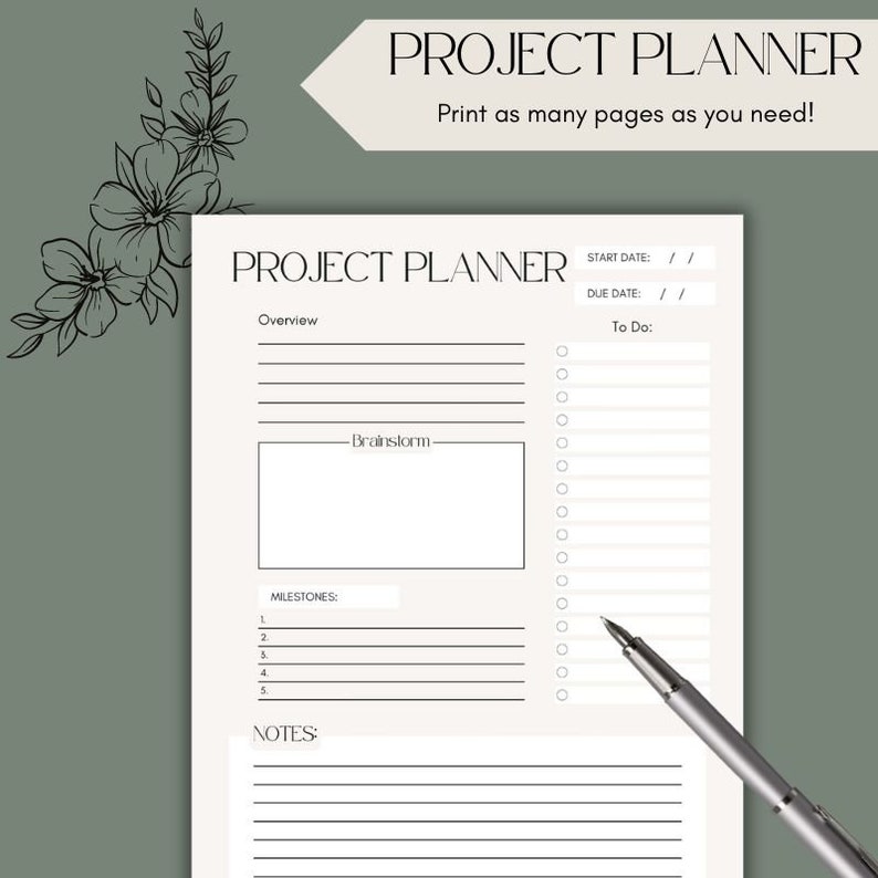 Project Planner Printable Boost Productivity Task Tracker - Etsy