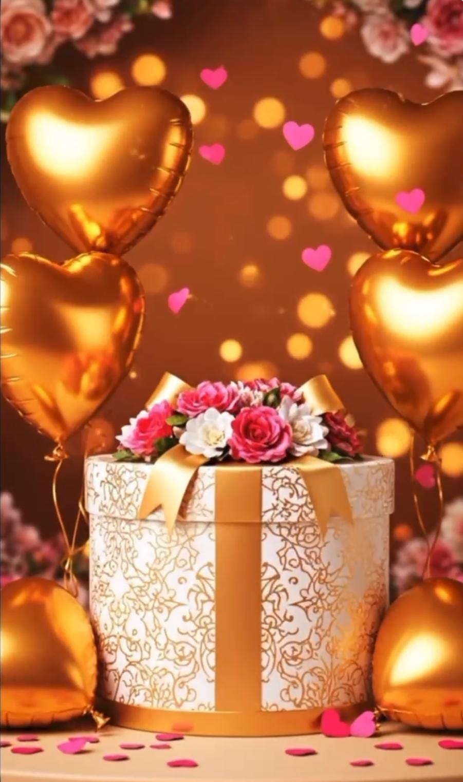 Luxury Animated Birthday Video With Roses and Hearts, Audio Included ...
