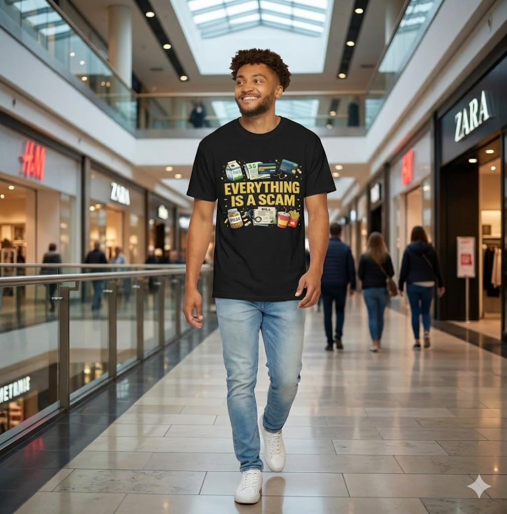 Everything is Scam Graphic Tee – Sarcastic Statement Shirt, Unisex ...