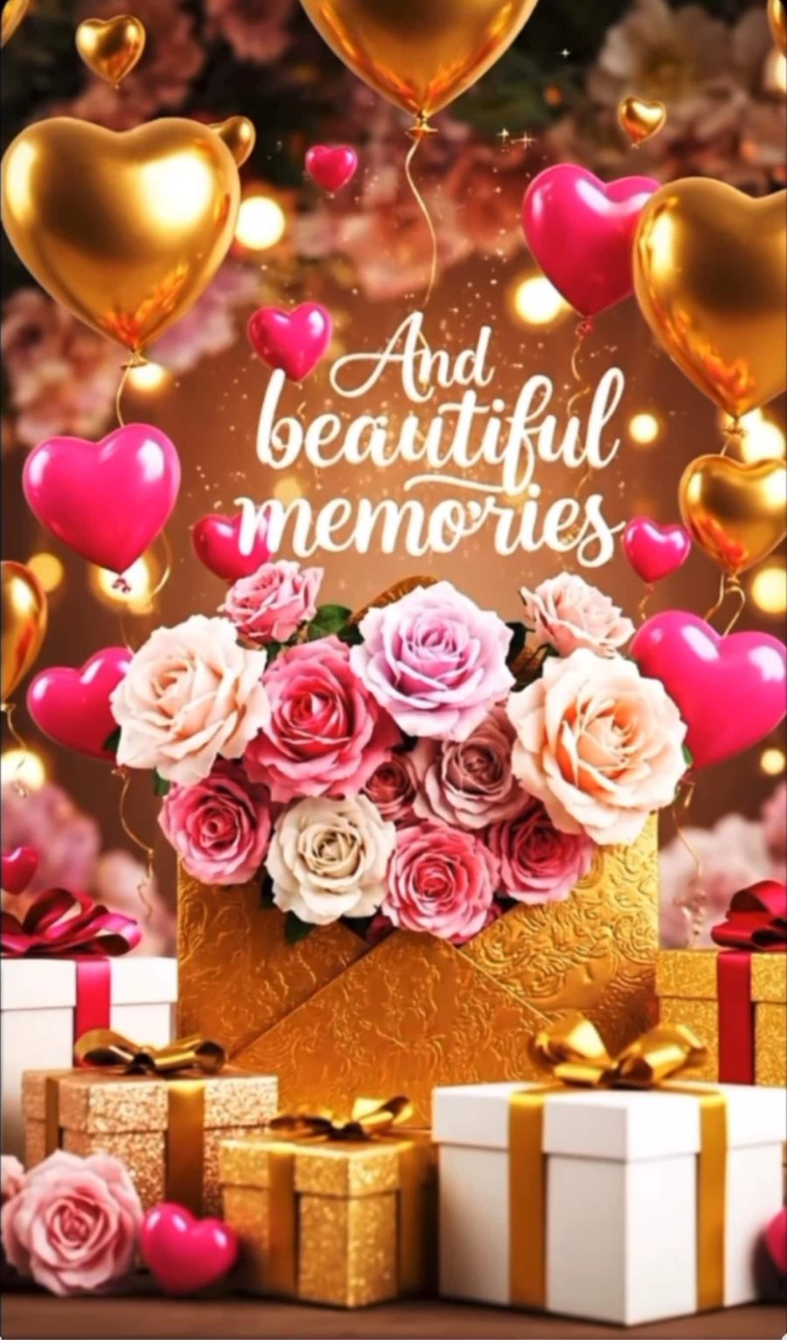 Luxury Animated Birthday Video With Roses and Hearts, Audio Included ...