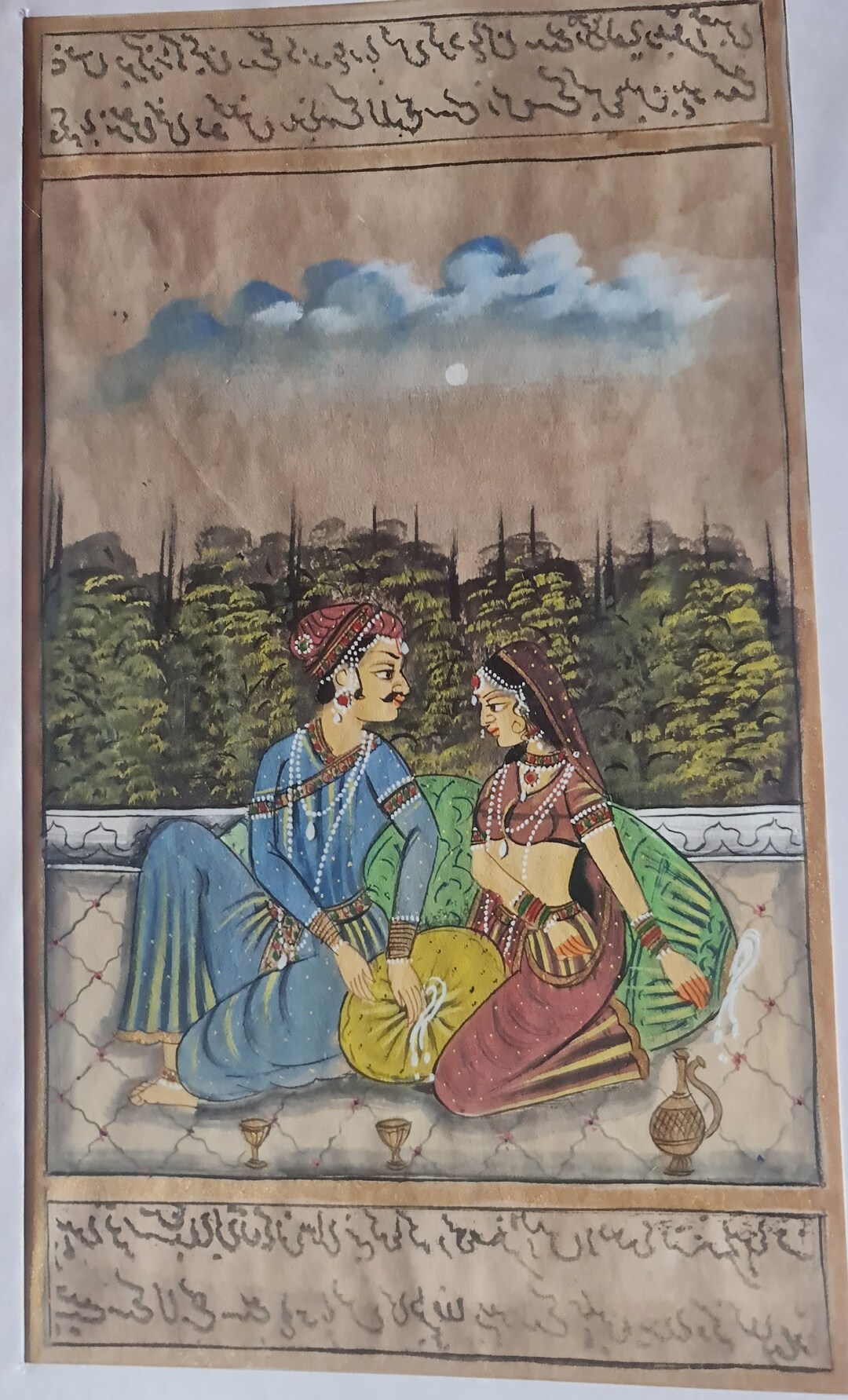 Vintage Moghul Miniature Hand Painted Rajasthan Urdu Book Page Painting ...