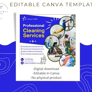 Editable Cleaning Flyer Template | Canva Digital Download for House ...