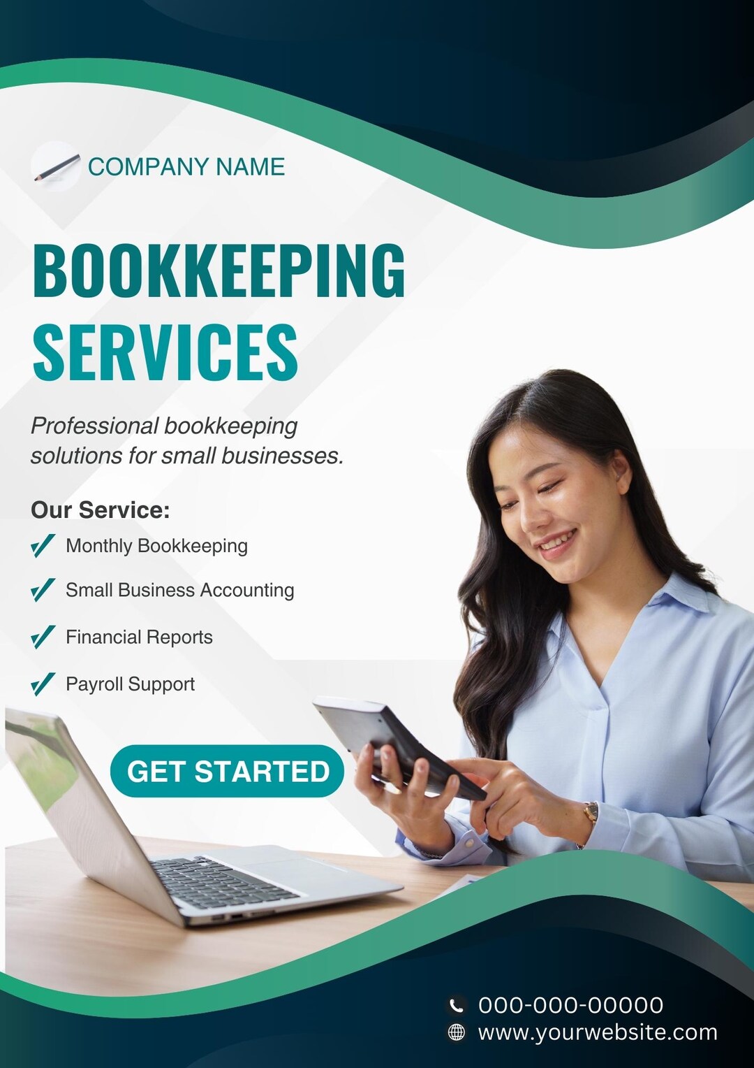 Bookkeeping Services Flyer Template | Editable Canva Accounting Flyer ...