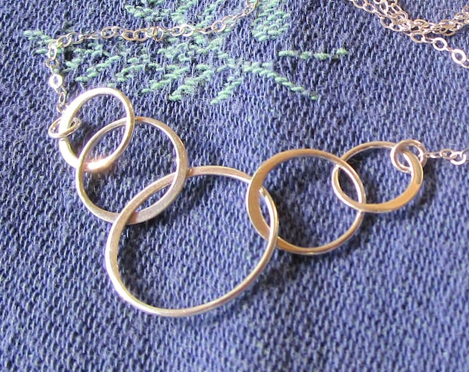 All Sterling Silver Five Ring Necklace 5 Sterling Silver Ring | Etsy