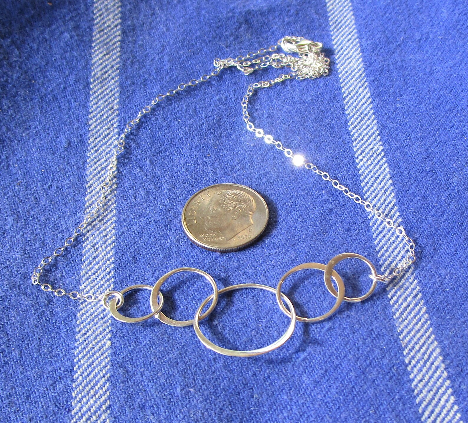 All Sterling Silver Five Ring Necklace 5 Sterling Silver Ring - Etsy