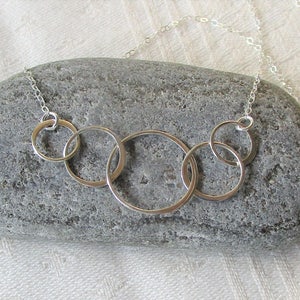 All Sterling Silver Five Ring Necklace, 5 Sterling Silver Ring Necklace ...