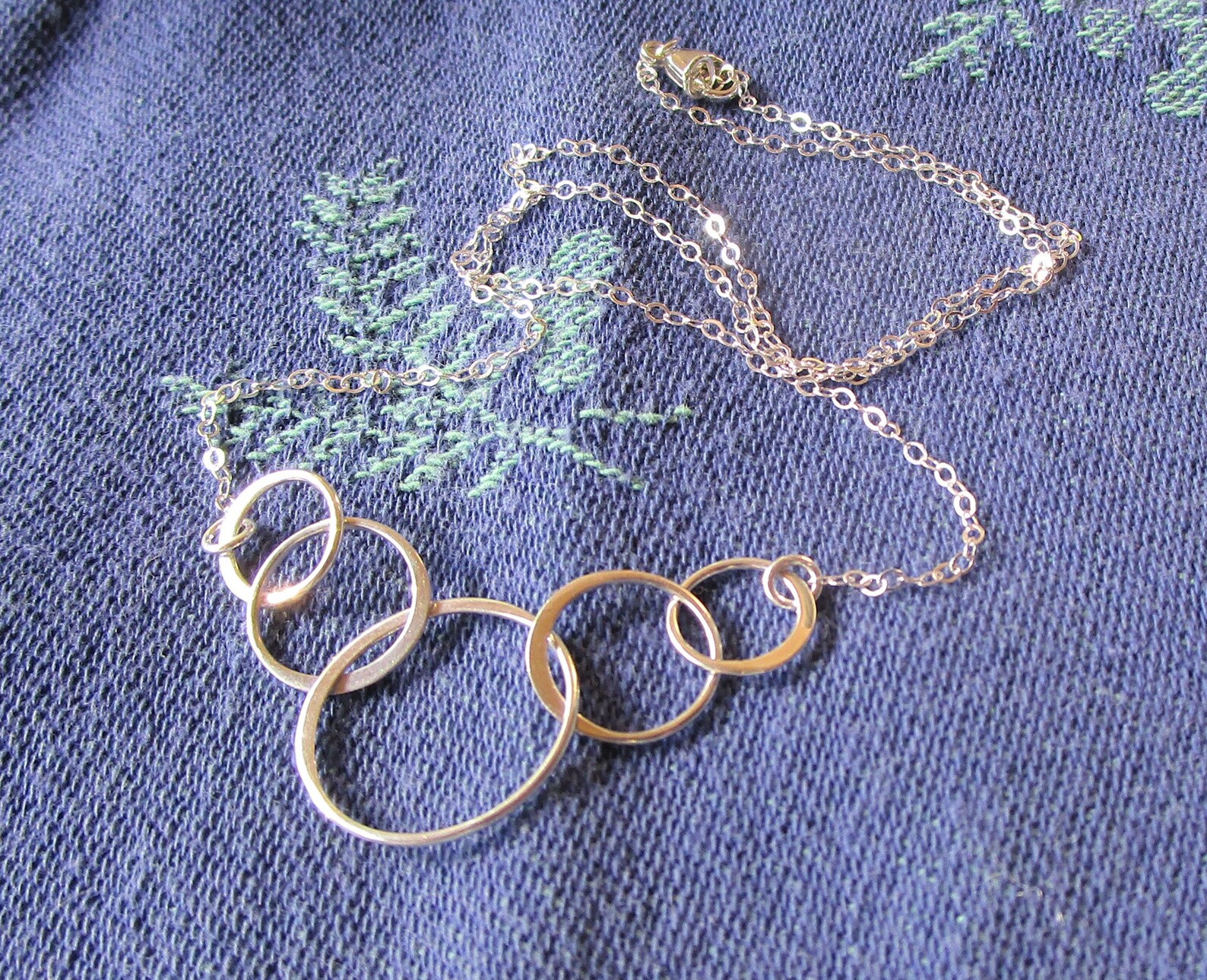 All Sterling Silver Five Ring Necklace 5 Sterling Silver Ring - Etsy