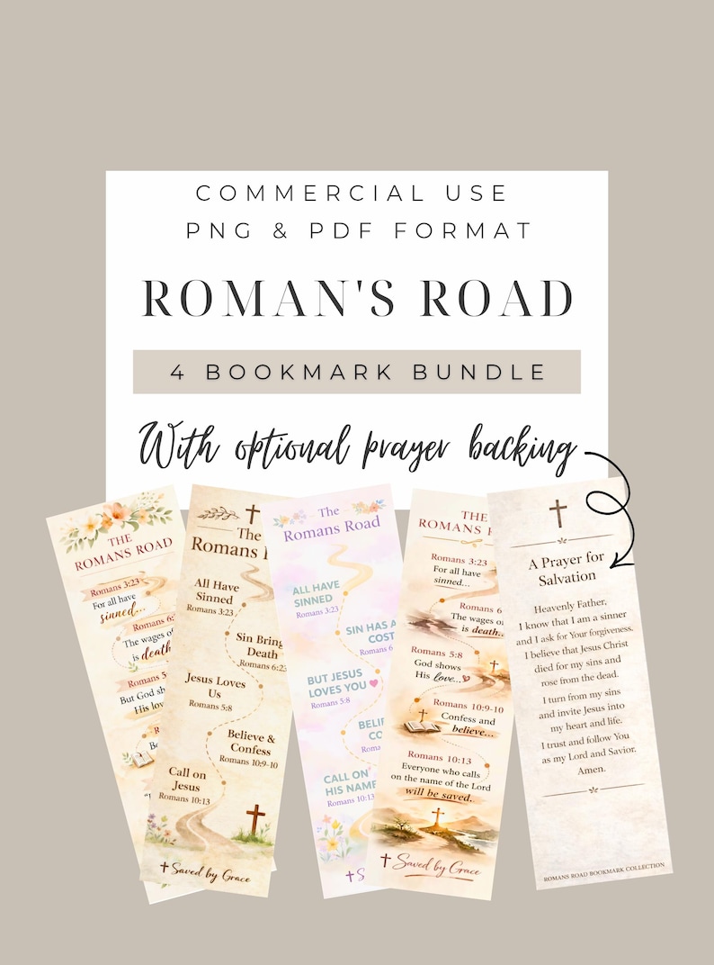 Romans Road to Salvation Printable Bookmark Set, Christian Scripture ...