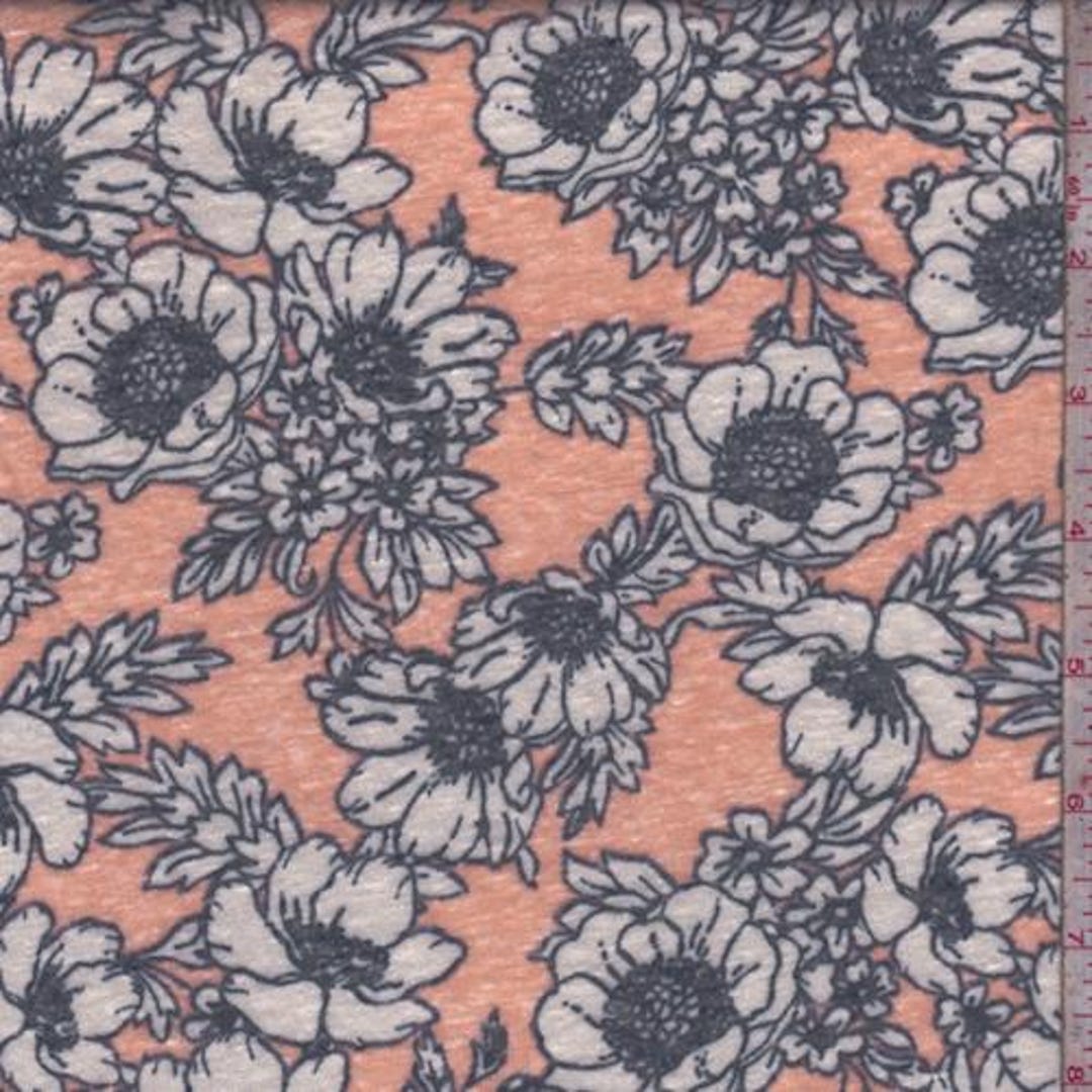 Day Glo Pink Floral Slub Jersey Knit Fabric - Etsy