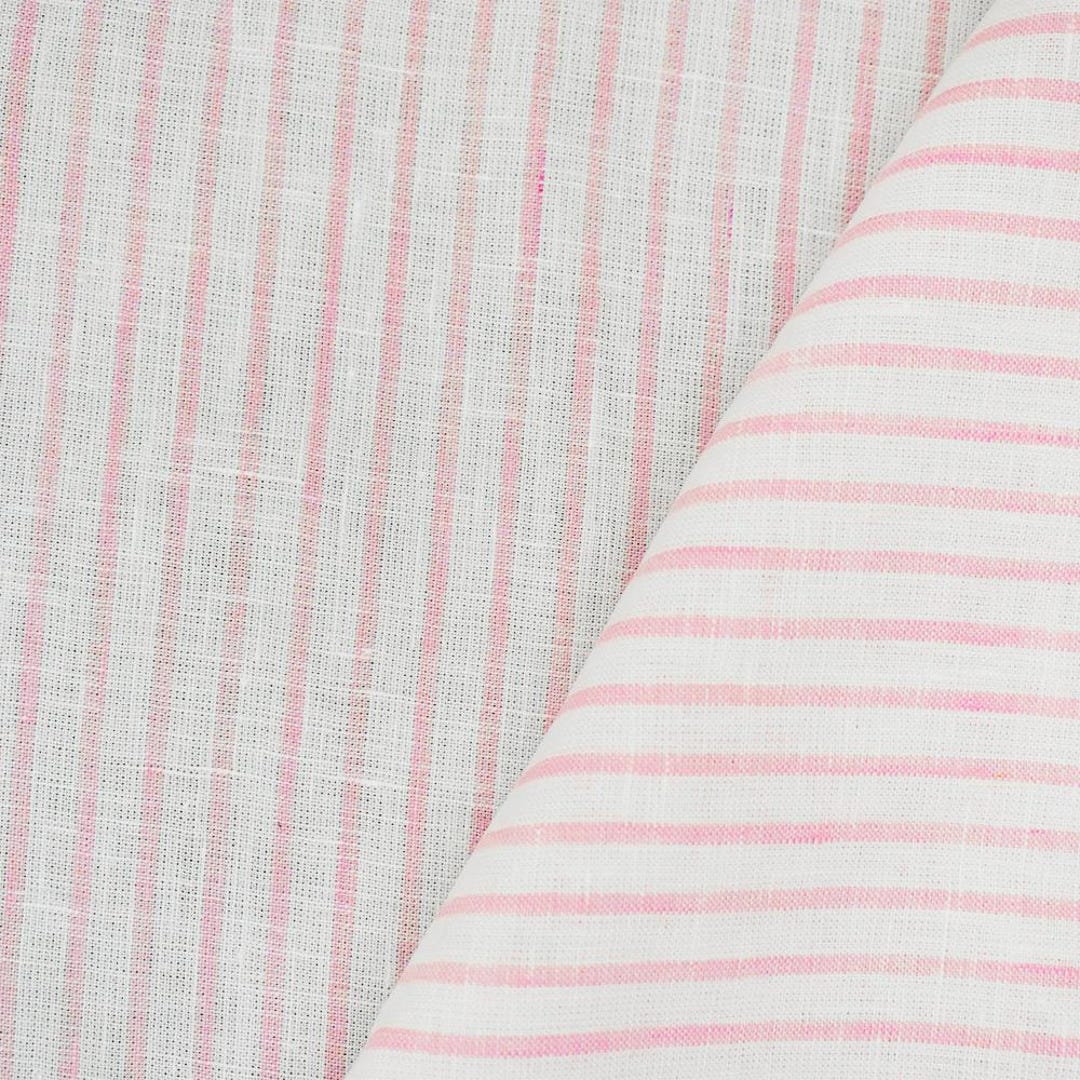 White-pink Striped Spence Bryson Striped Washed Irish Linen Woven ...