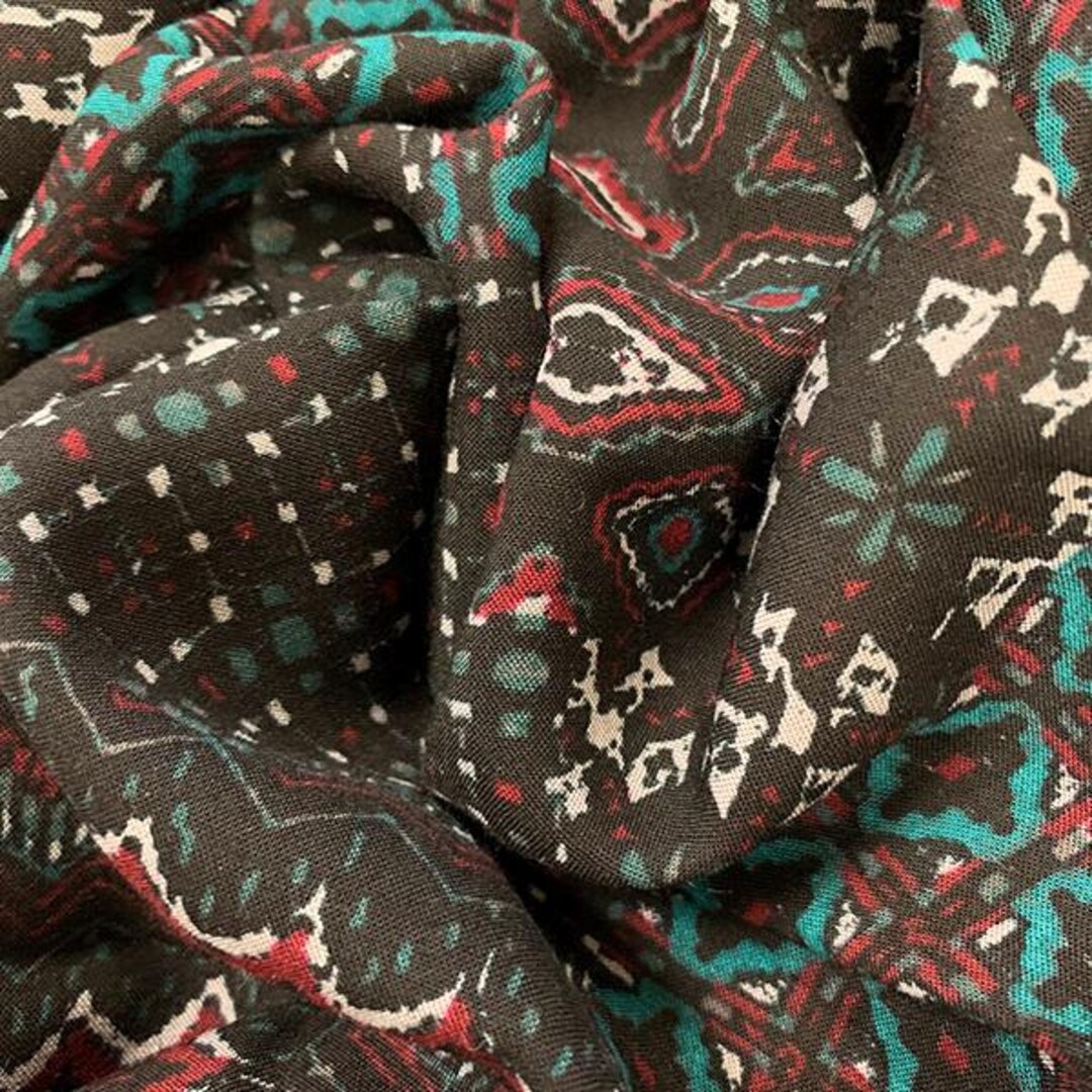 Black Multi Patchwork Print Rayon Challis Fabric - Etsy