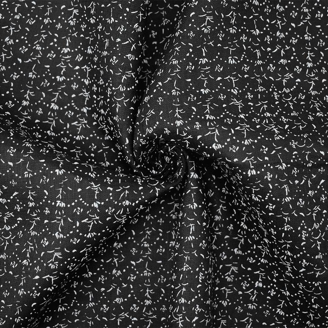 Black-white Nani IRO Dainty Abstract Pattern Printed Linen Sheeting ...