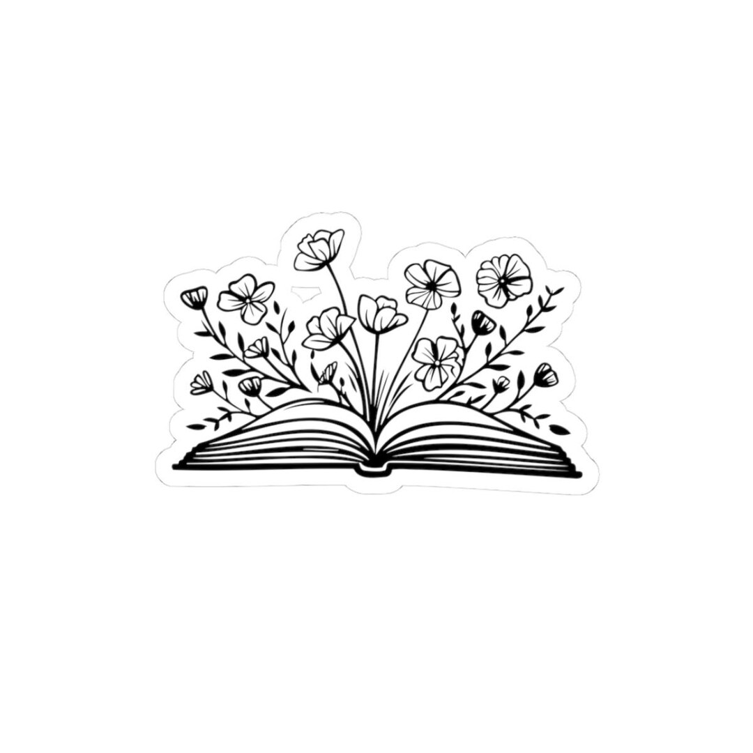 Floral Open Book Sticker | Kiss-cut Stickers - Etsy
