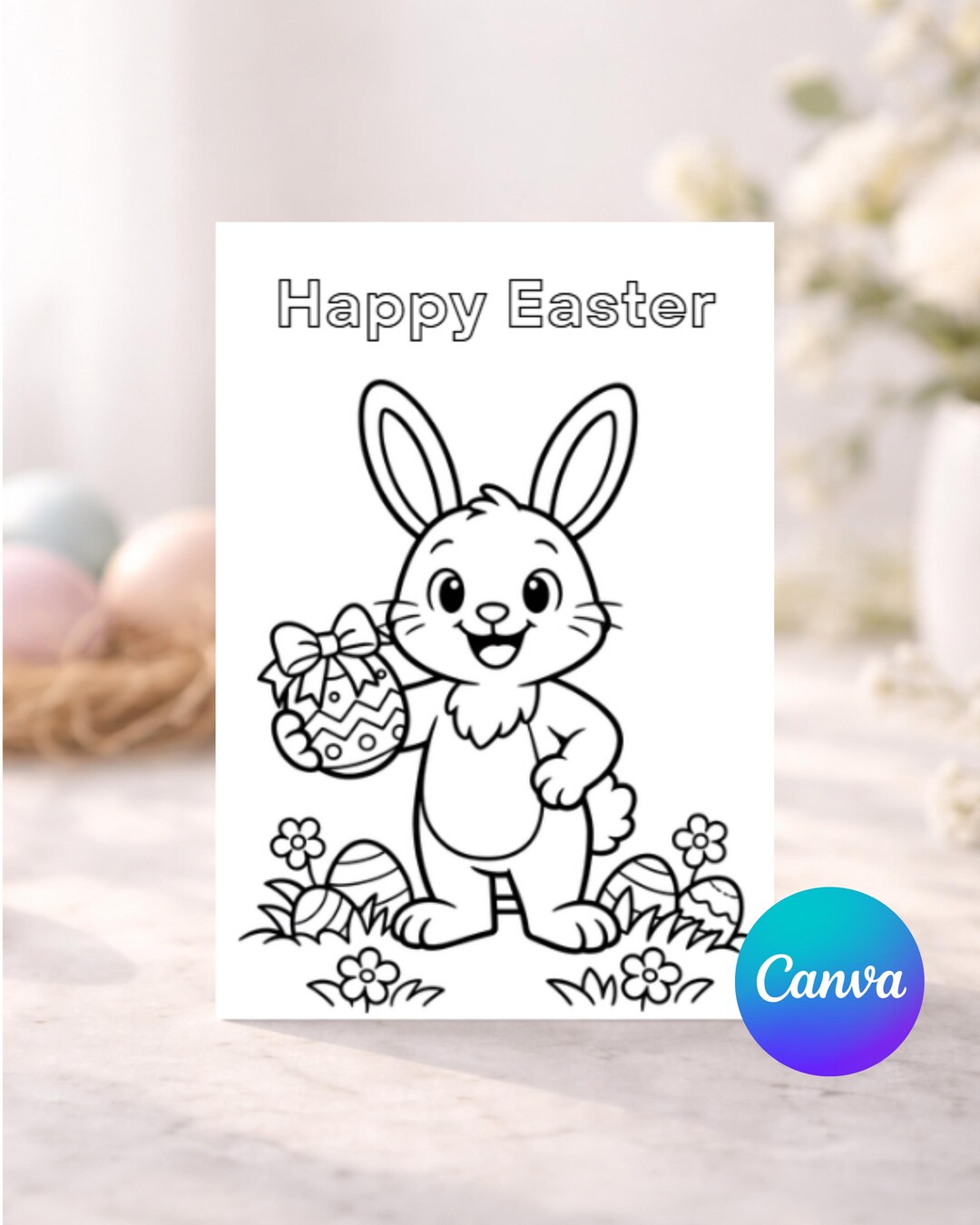 Printable Easter Coloring Card for Kids | Easter Basket Activity (5x7 ...