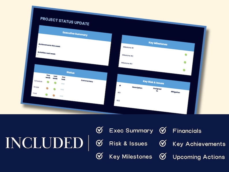 Project Management Status Report Template PPT PM Dashboard Weekly ...