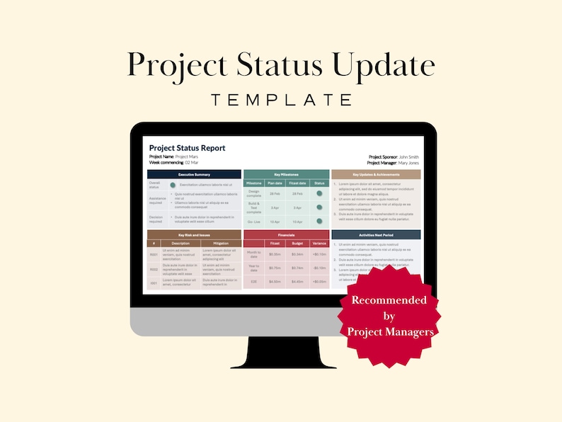 Project Status Report Template PPT PM Dashboard Weekly Executive Update ...