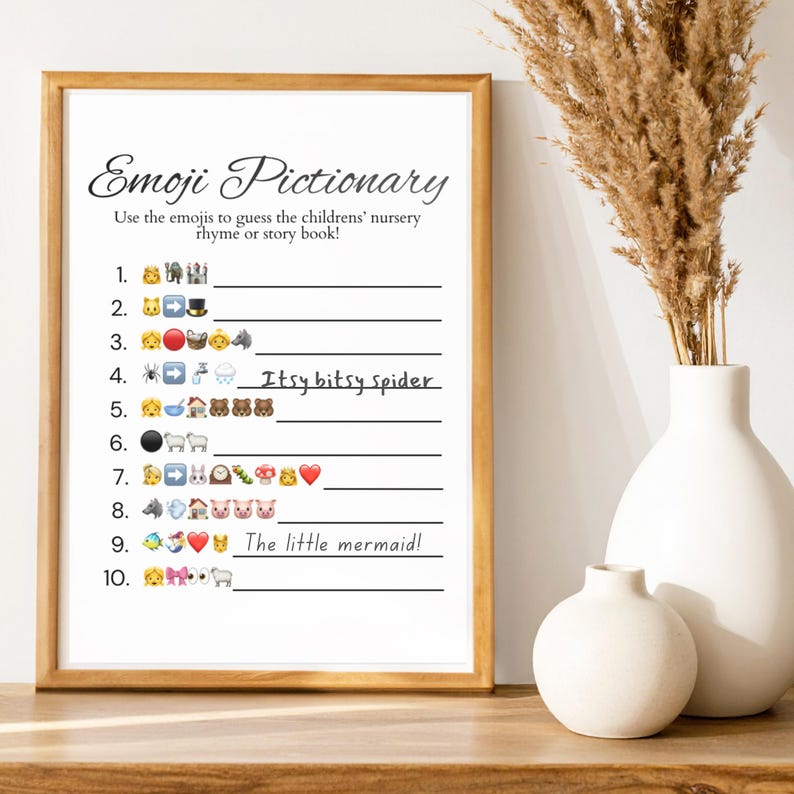 Baby Shower Emoji Game Printable | Emoji Pictionary Activity, Guess ...