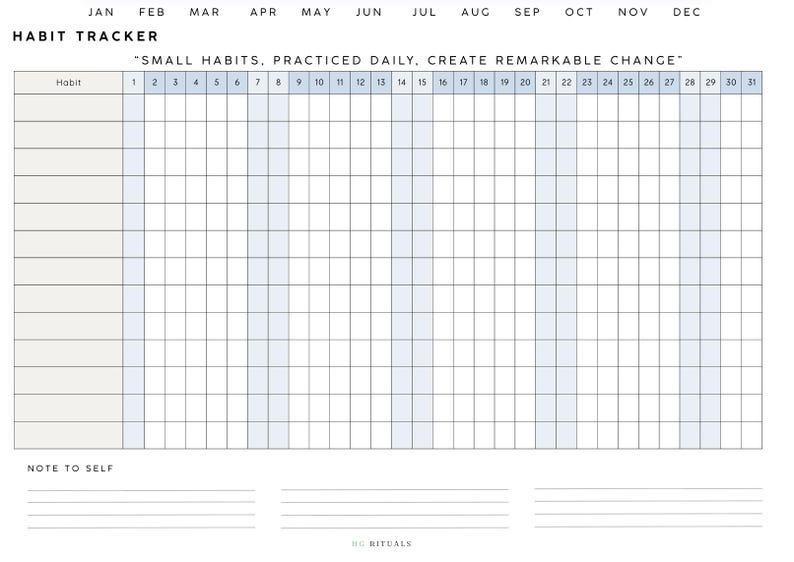 Monthly Habit Tracker Printable | Build Better Habits | Minimal Habit ...