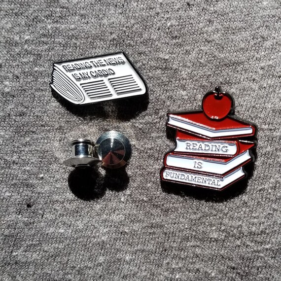 Two pin set: The Literacy Collection Reading the News is My | Etsy