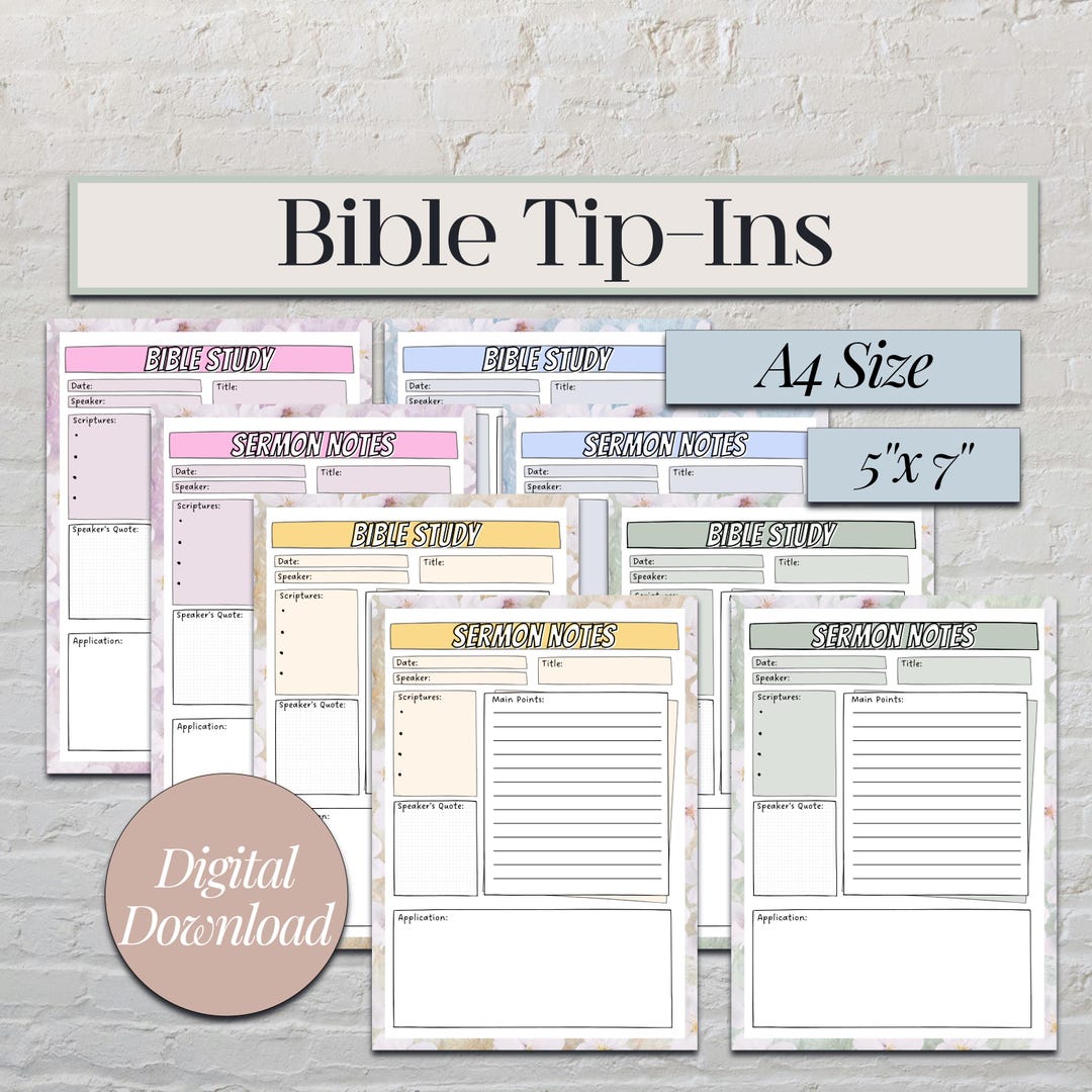 Printable Tip Ins for Bible Study Inserts Gift for Friend Christian ...