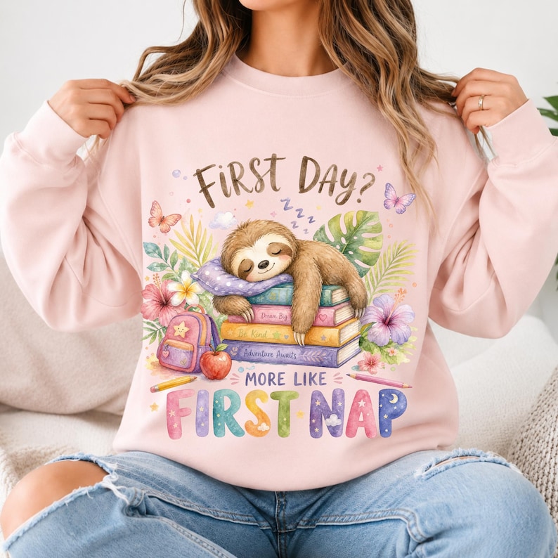 First Day of School Sloth PNG, Funny Back to School PNG, Cute Teacher ...