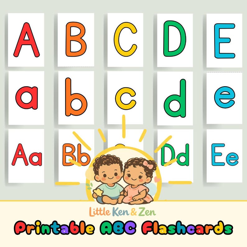 Rainbow ABC Flashcards | Printable Alphabet Set for Toddlers (digital ...