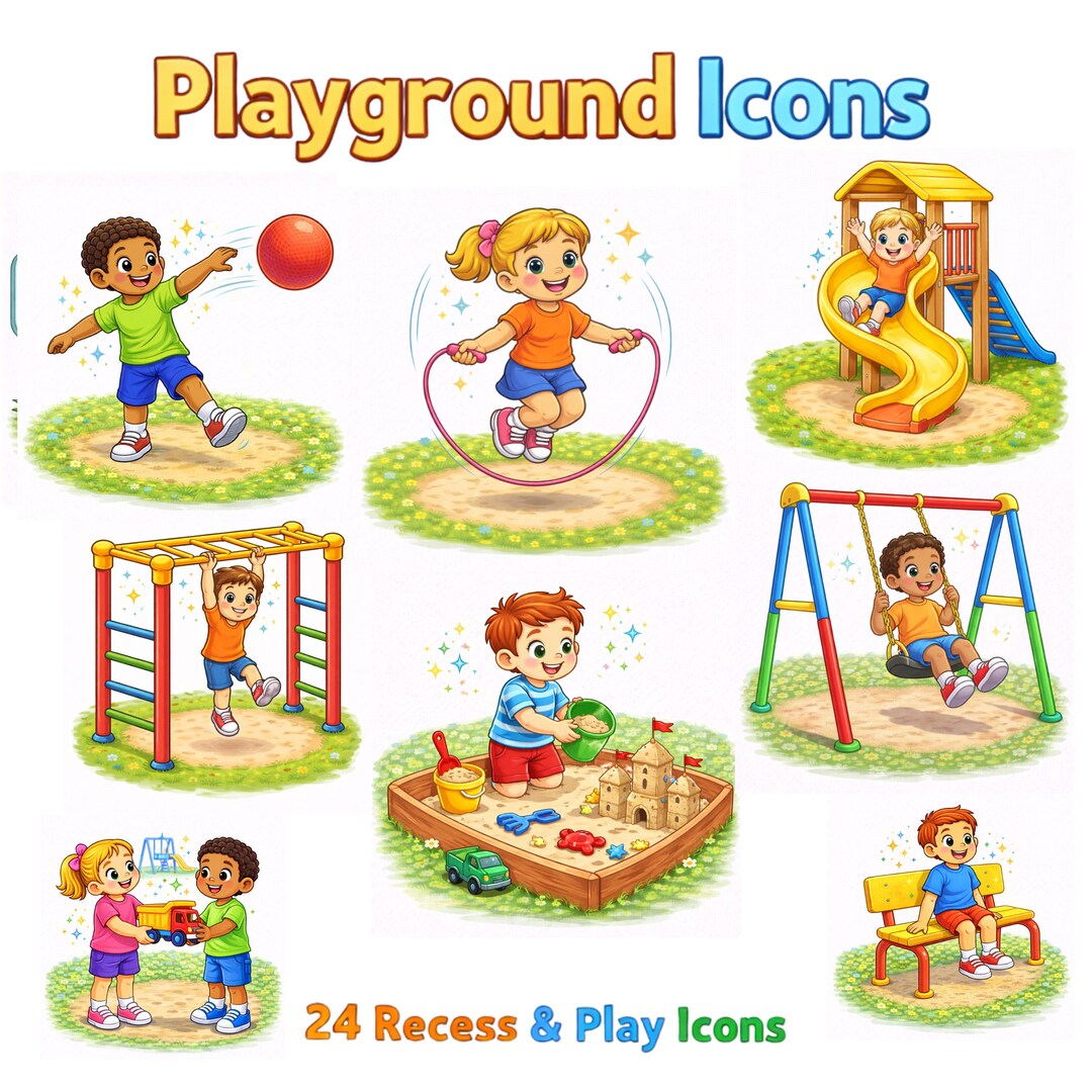Playground Icons Clipart | 24 Recess & Outdoor Play Icons | Preschool ...