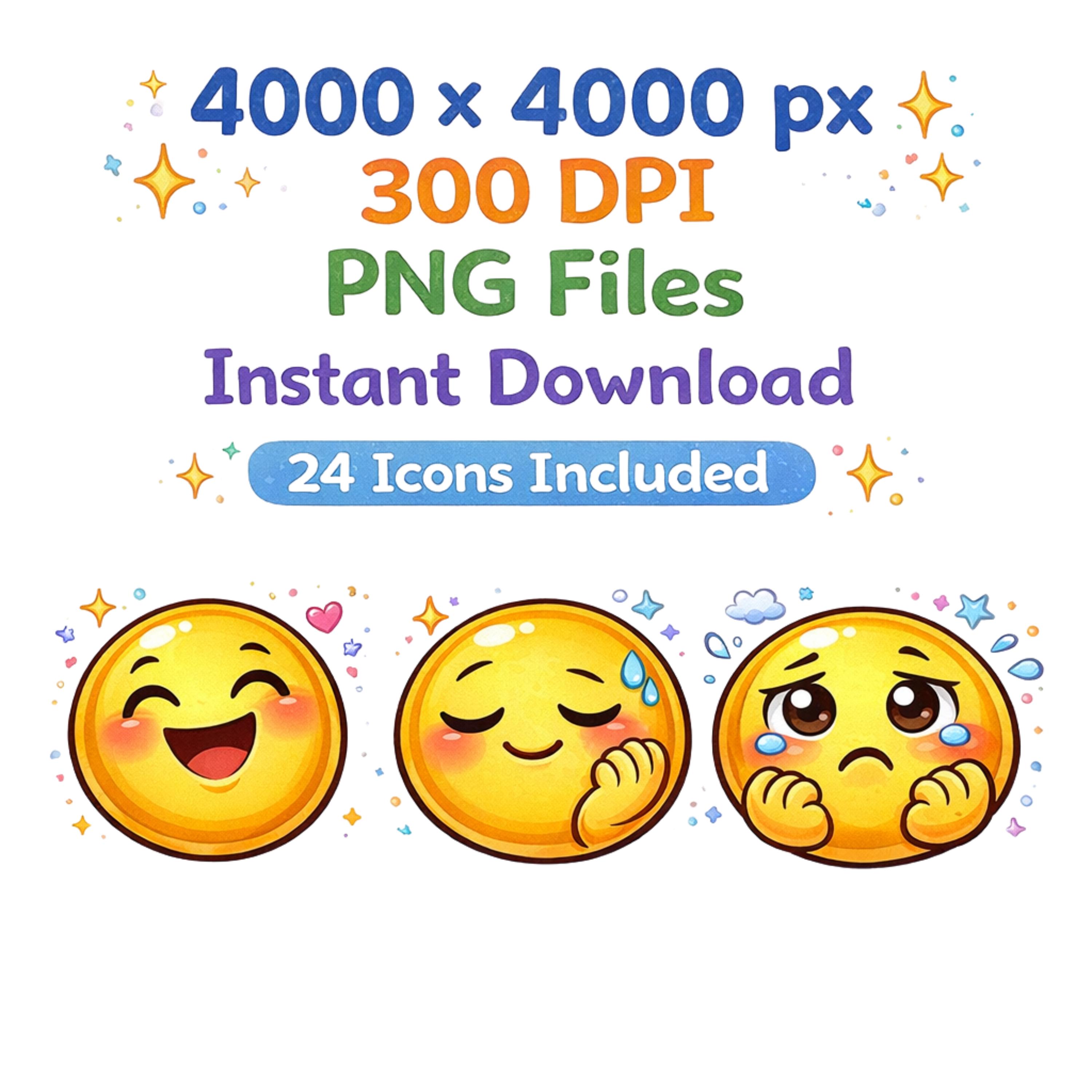 Feelings Faces Icons | 24 Emotion Emoji Clipart | Social Emotional ...