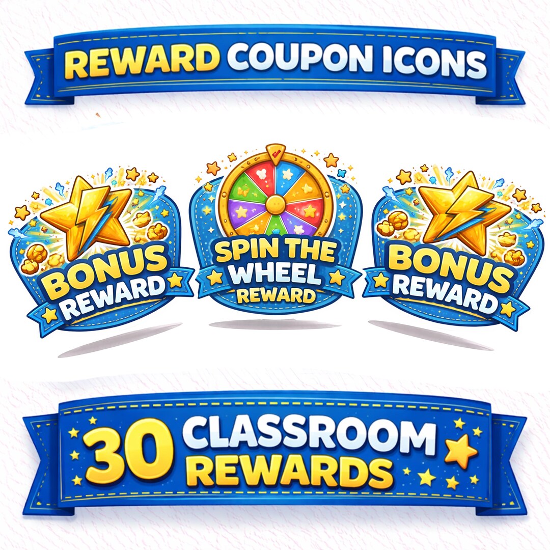Reward Coupon Icons for Kids | 30 Classroom Incentive Clipart PNG ...
