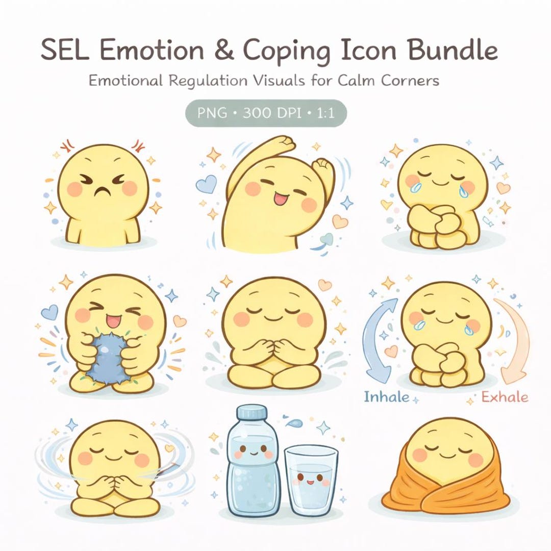 SEL Emotion and Coping Icons | Emotional Regulation Visuals | Calm ...